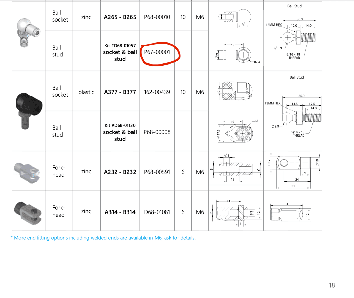 Gas Spring 10mm Ball Stud